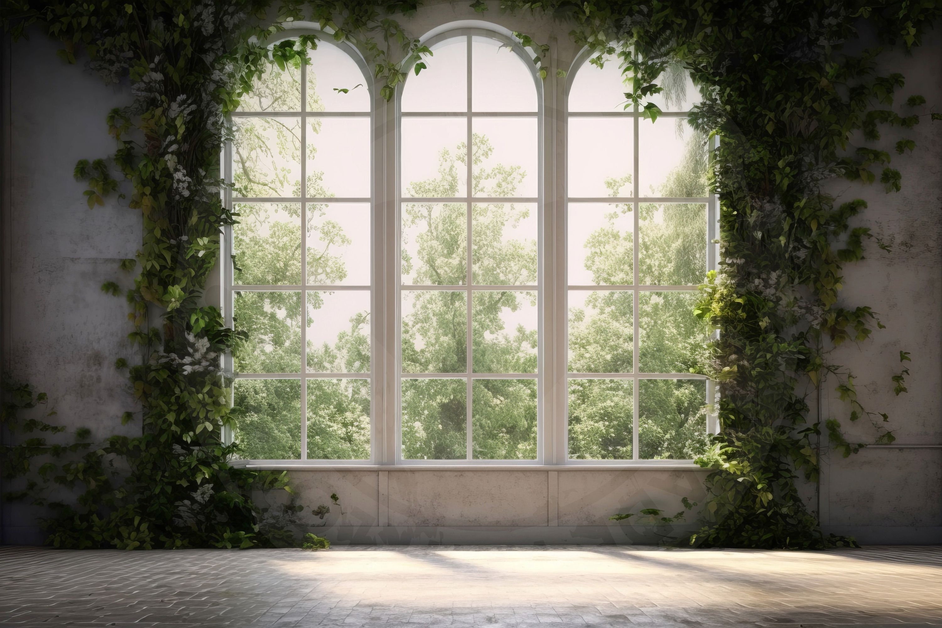 12 Digital Backdrops of Ivy Covered Window Interiors for Wedding ...