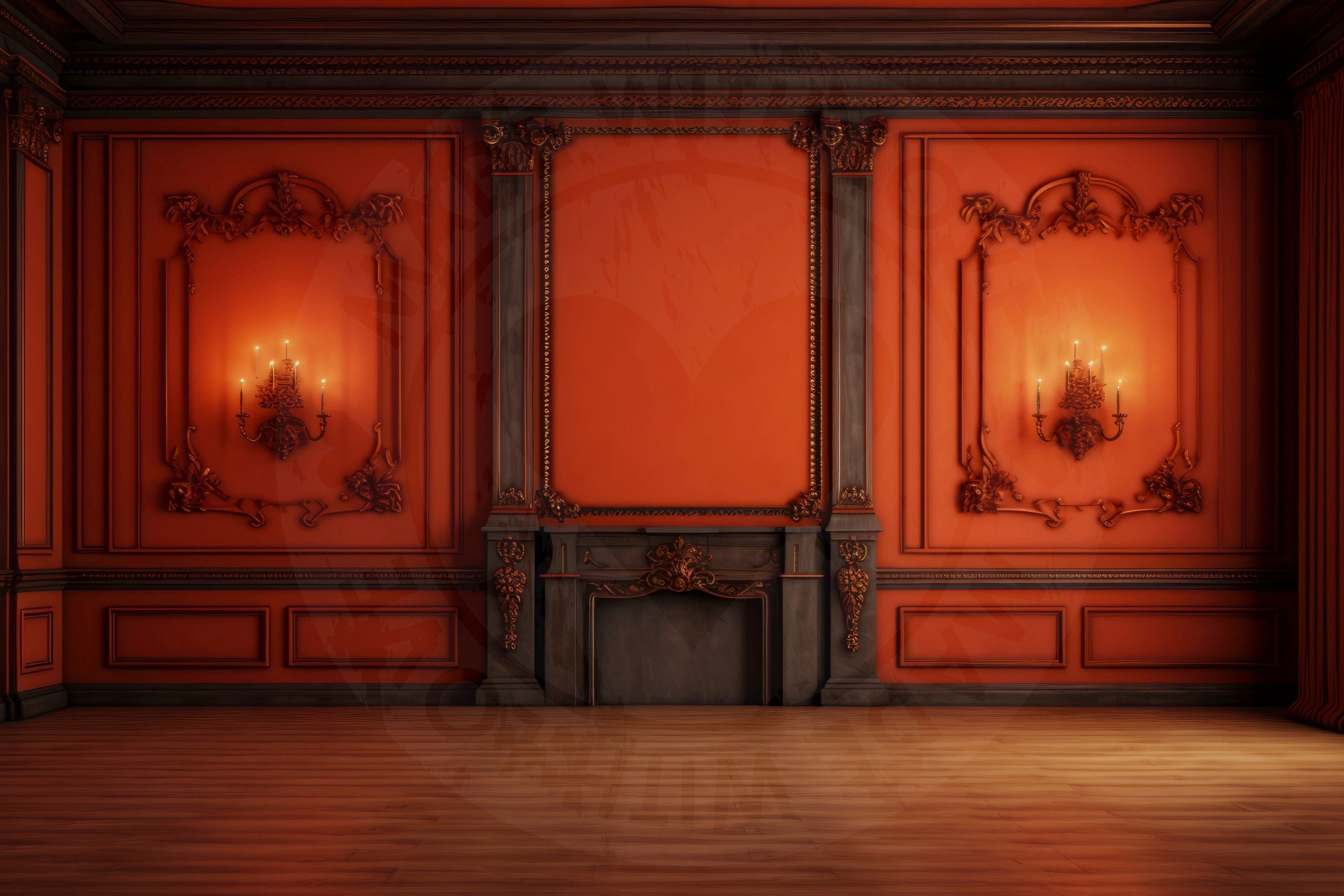 12 Digital Backdrops of Mansion Wall Interiors color Copper and Leather ...