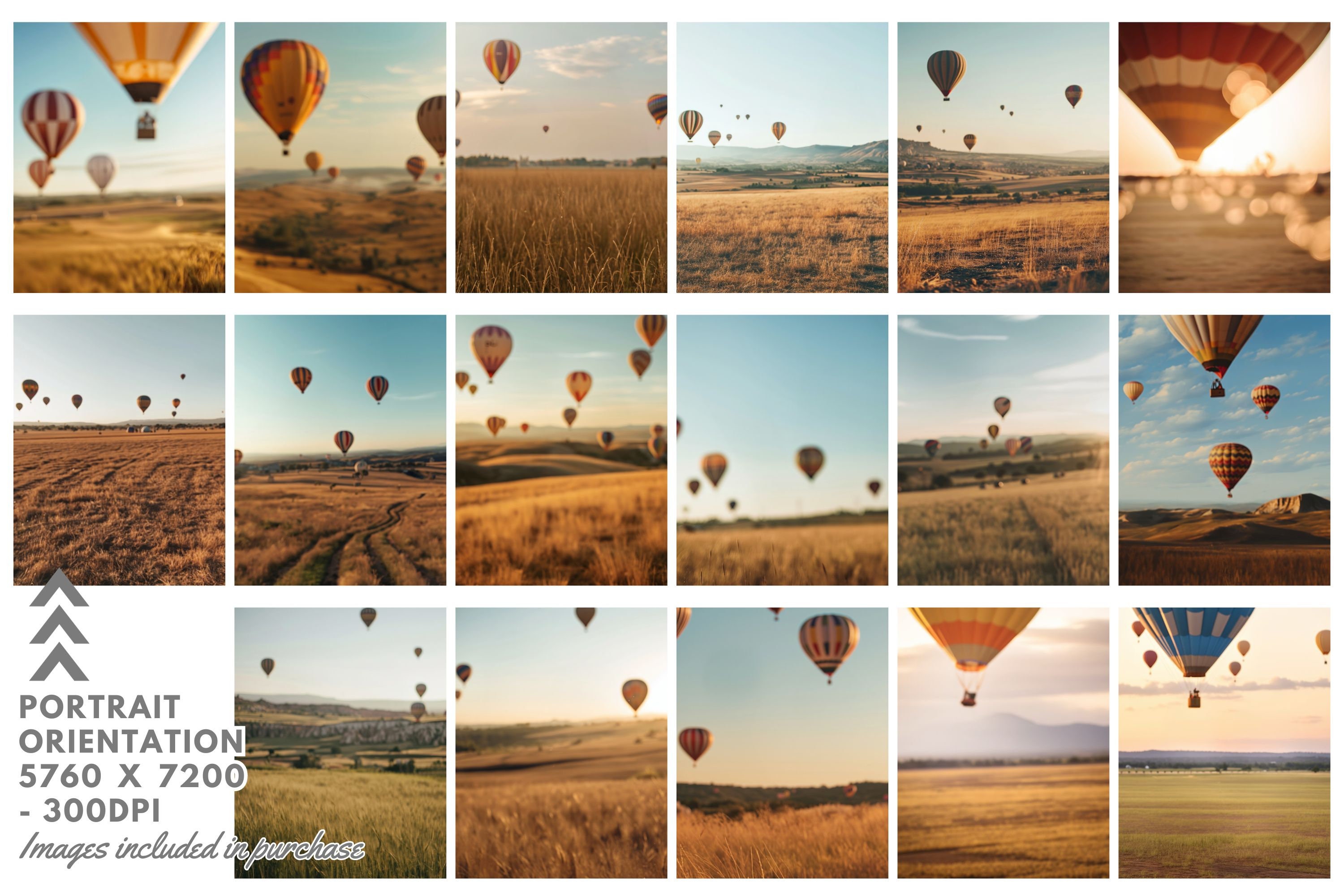16 Hot Air Balloon Theme Digital Backgrounds at 300DPI size: 5760 X ...