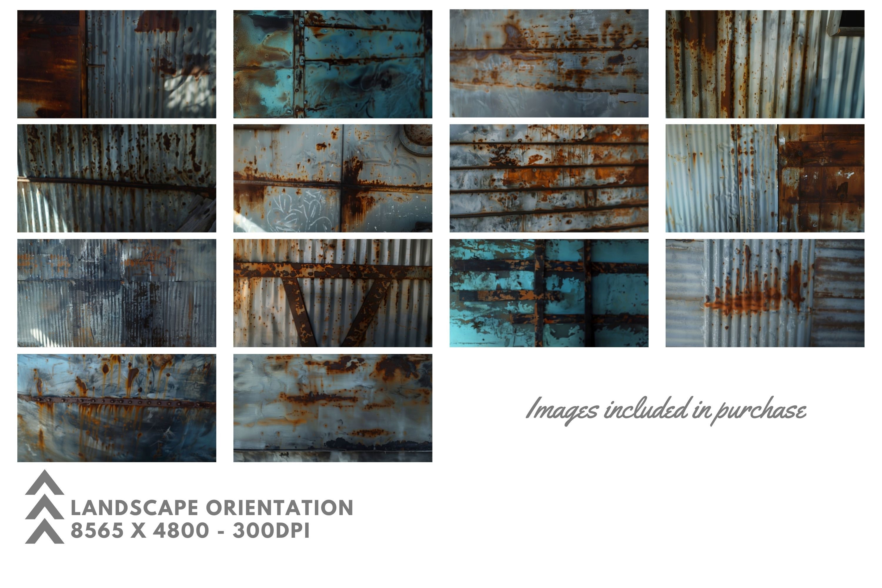 14 Rusty Metal Wall Backdrop Digital Images at 300DPI size: 8565 X 4800 ...