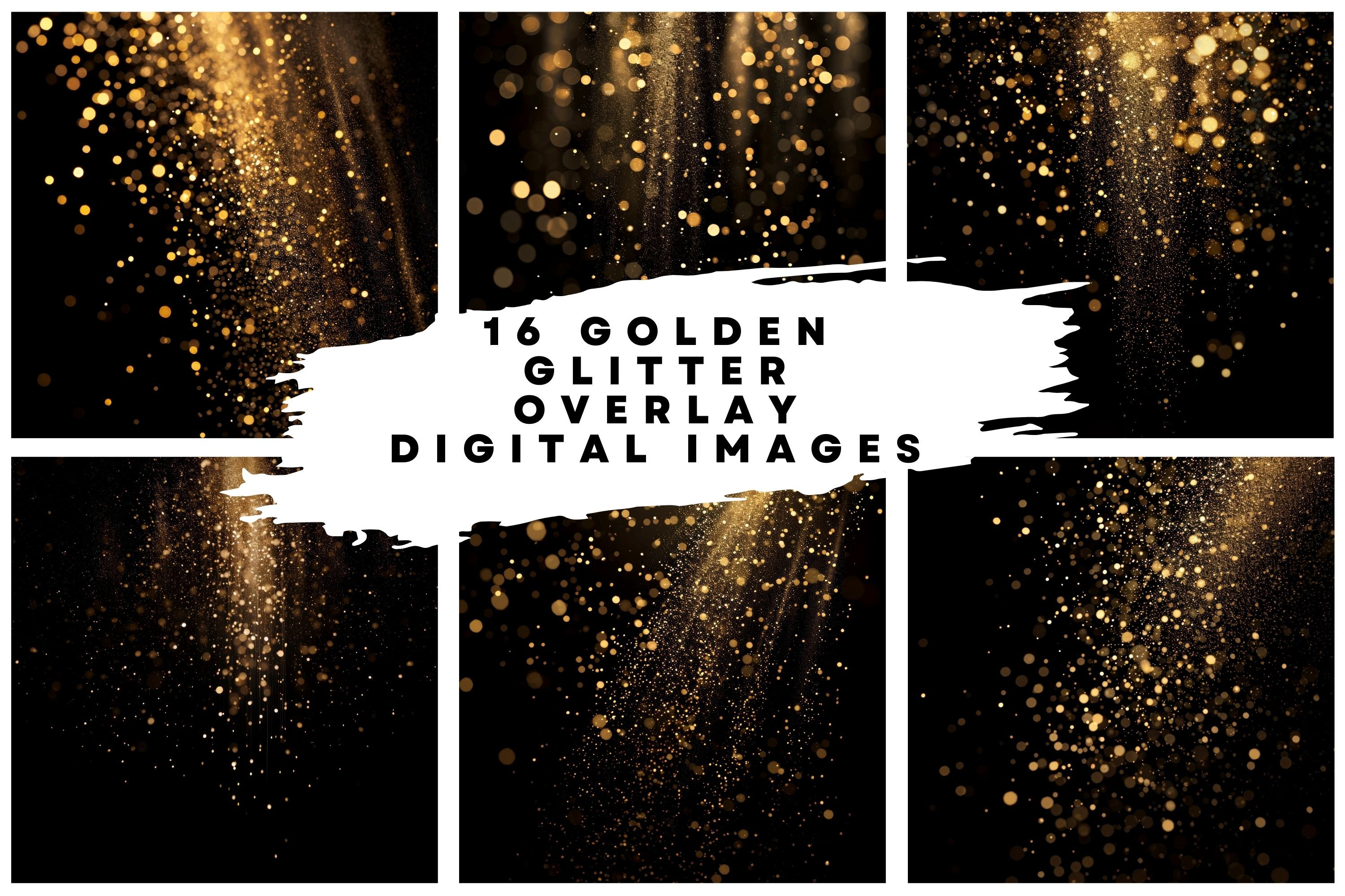 16 Digital Golden Glitter Overlay Images at 300DPI size: 6144 X 6144 ...