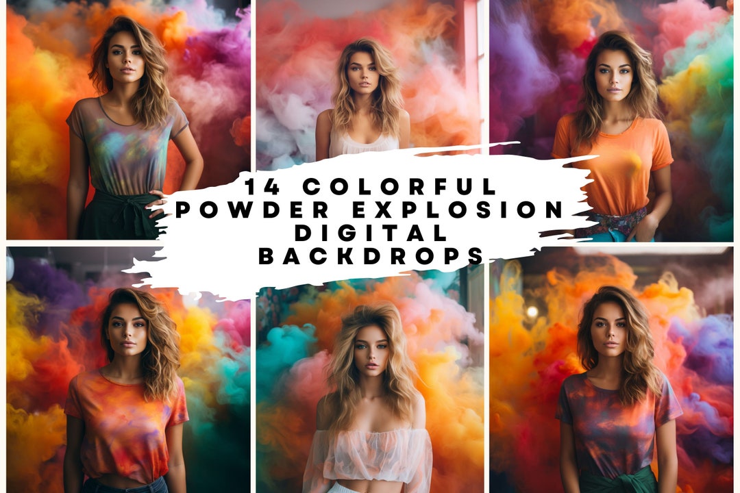 14 Colorful Powder and Smoke Explosion Digital Backgrounds for Dance ...