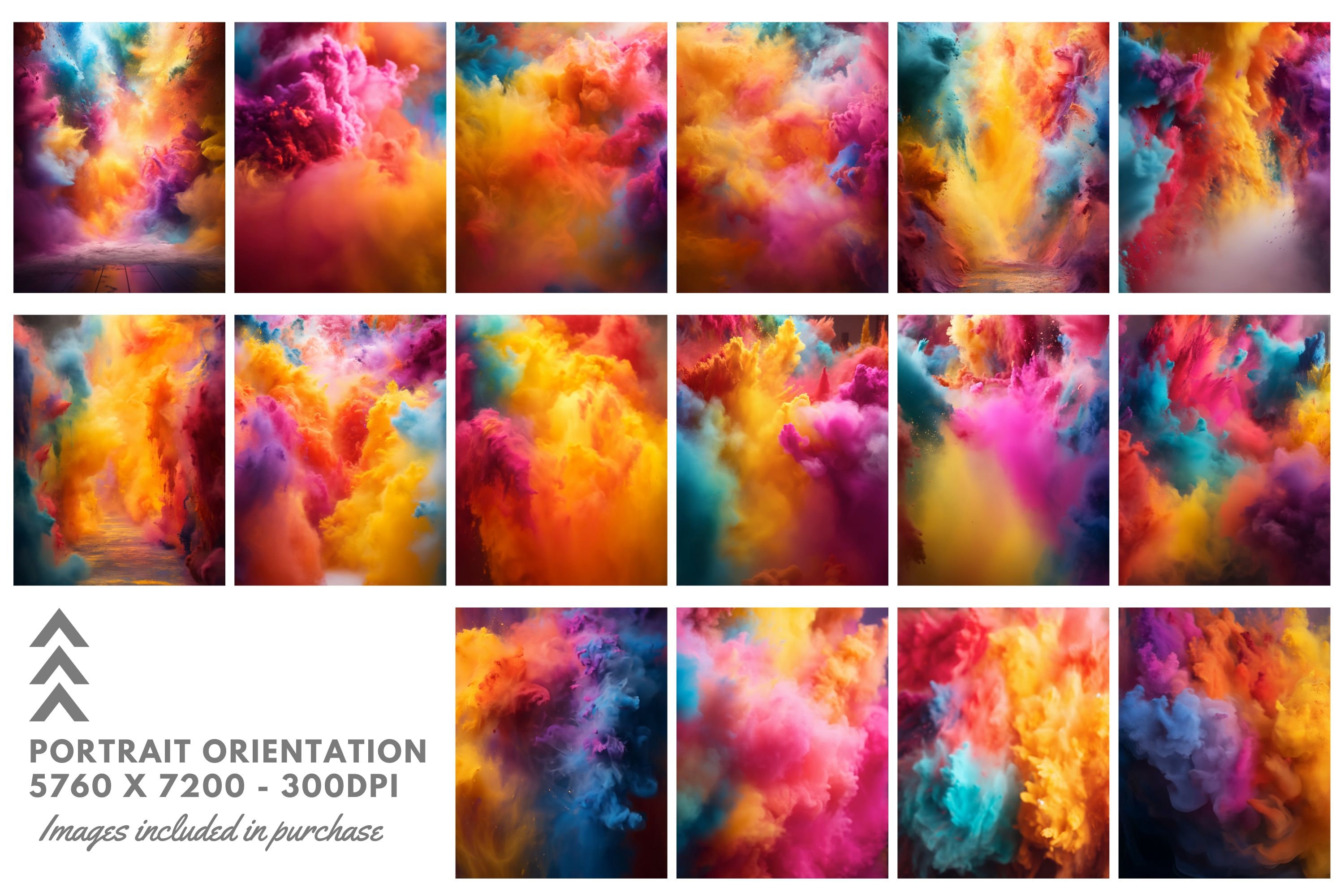 16 Color Smoke Explosion Digital Backgrounds at 300DPI size: 5760 X ...