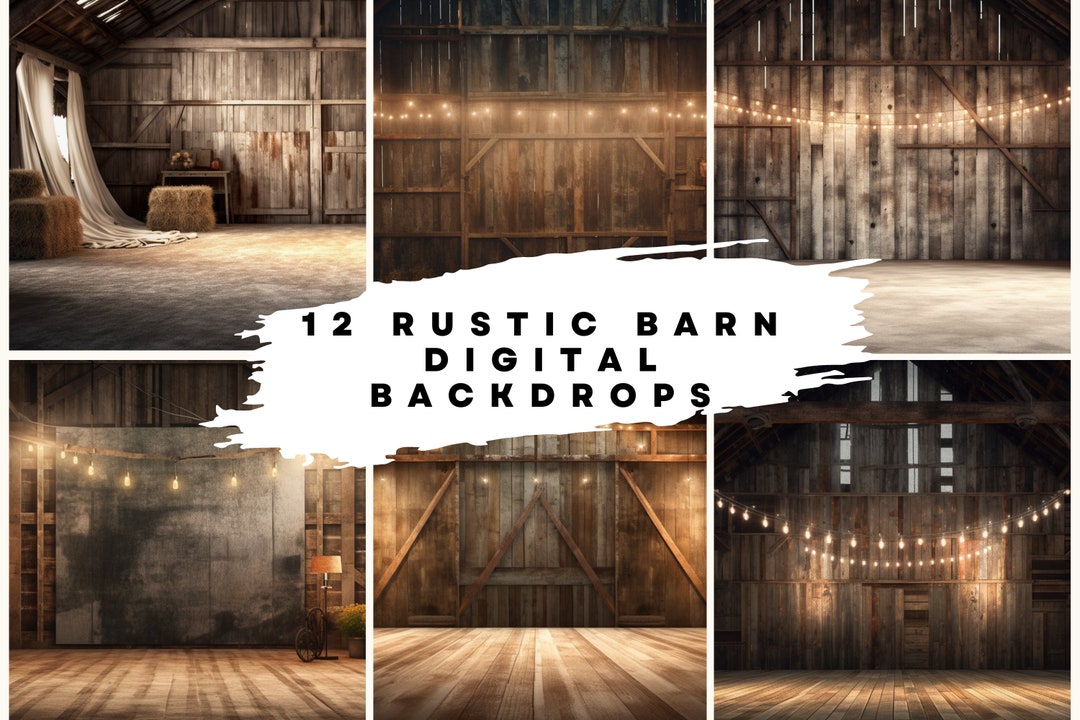 12 Digital Backdrops of Rustic Barn Interiors, 8K Resolution (7680 × ...
