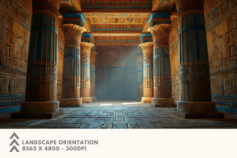 14 Digital Backdrops of Egyptian Wall Interiors 8565 X 4800 at 300DPI ...
