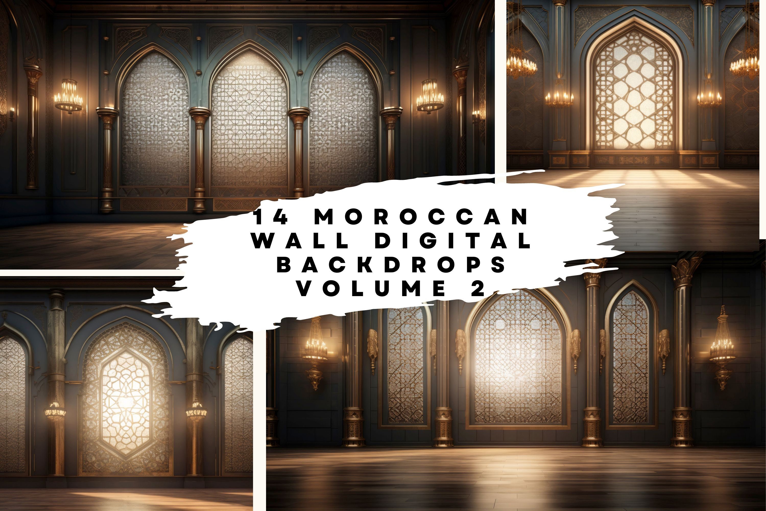 14 Digital Backdrops of Moroccan Wall Interiors Volume 2 for Wedding ...