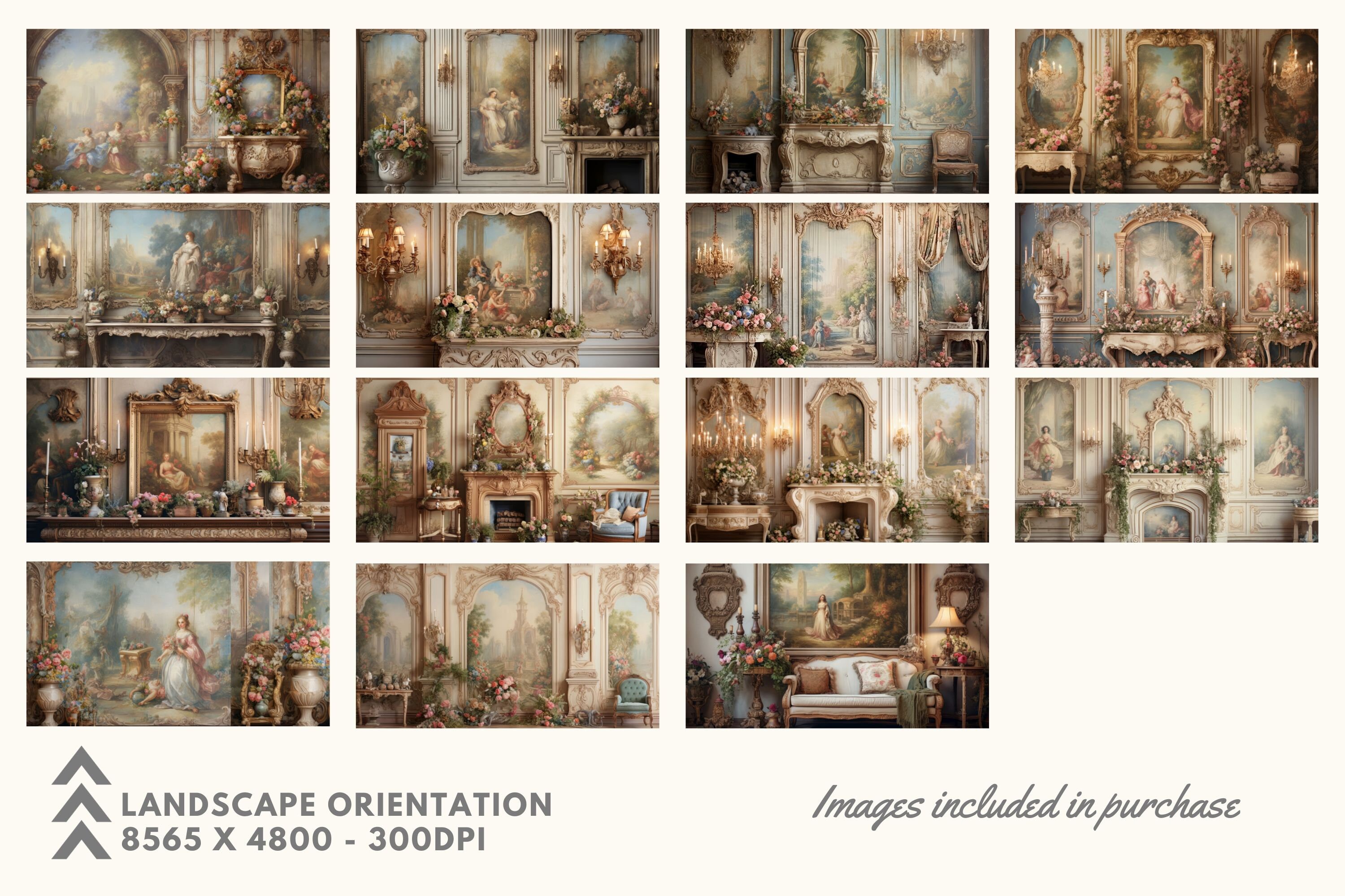 14 Baroque Background Room Digital Backdrops, Renaissance, Interiors ...