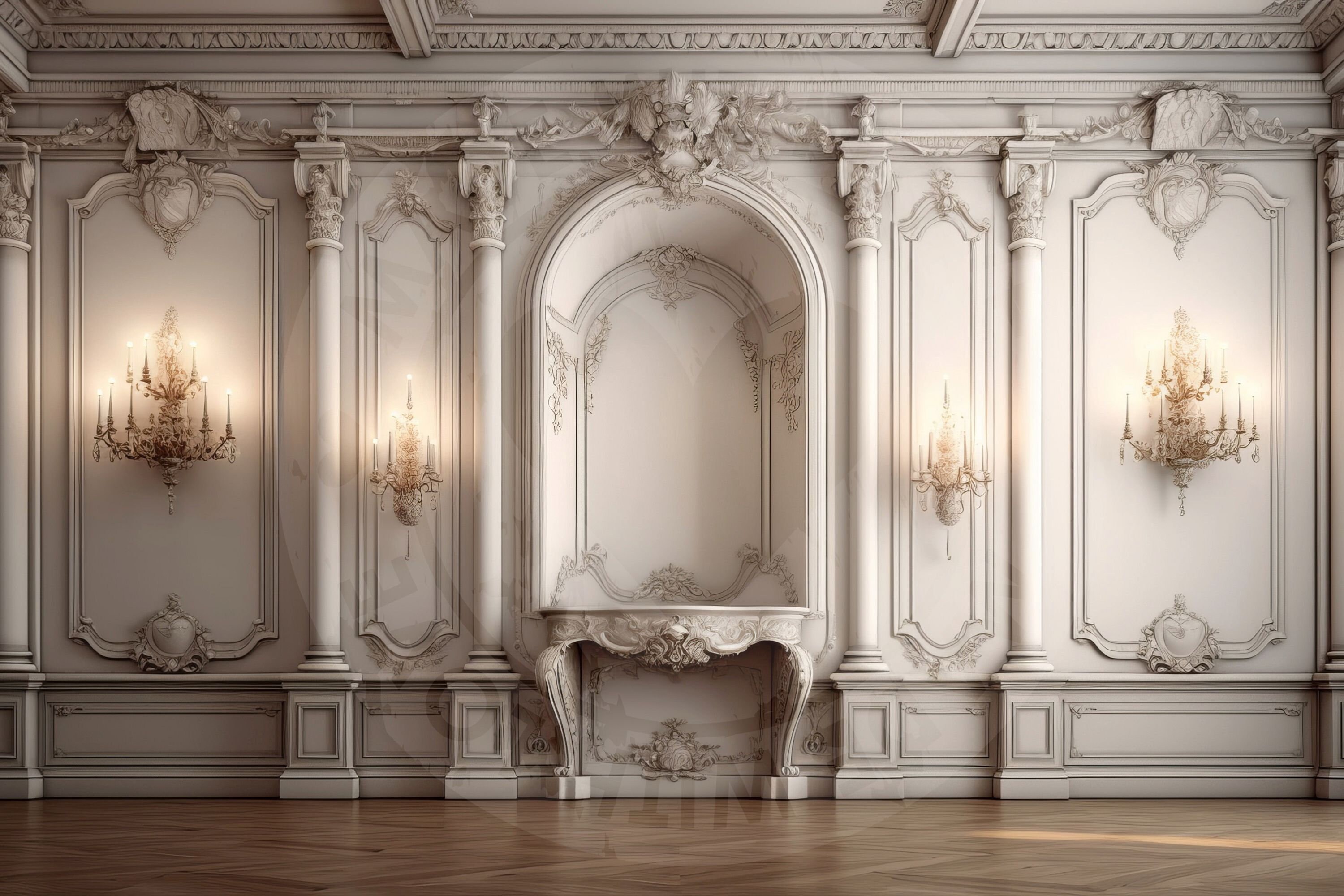 12 Digital Backdrops of Mansion Wall Interiors color White for Wedding ...