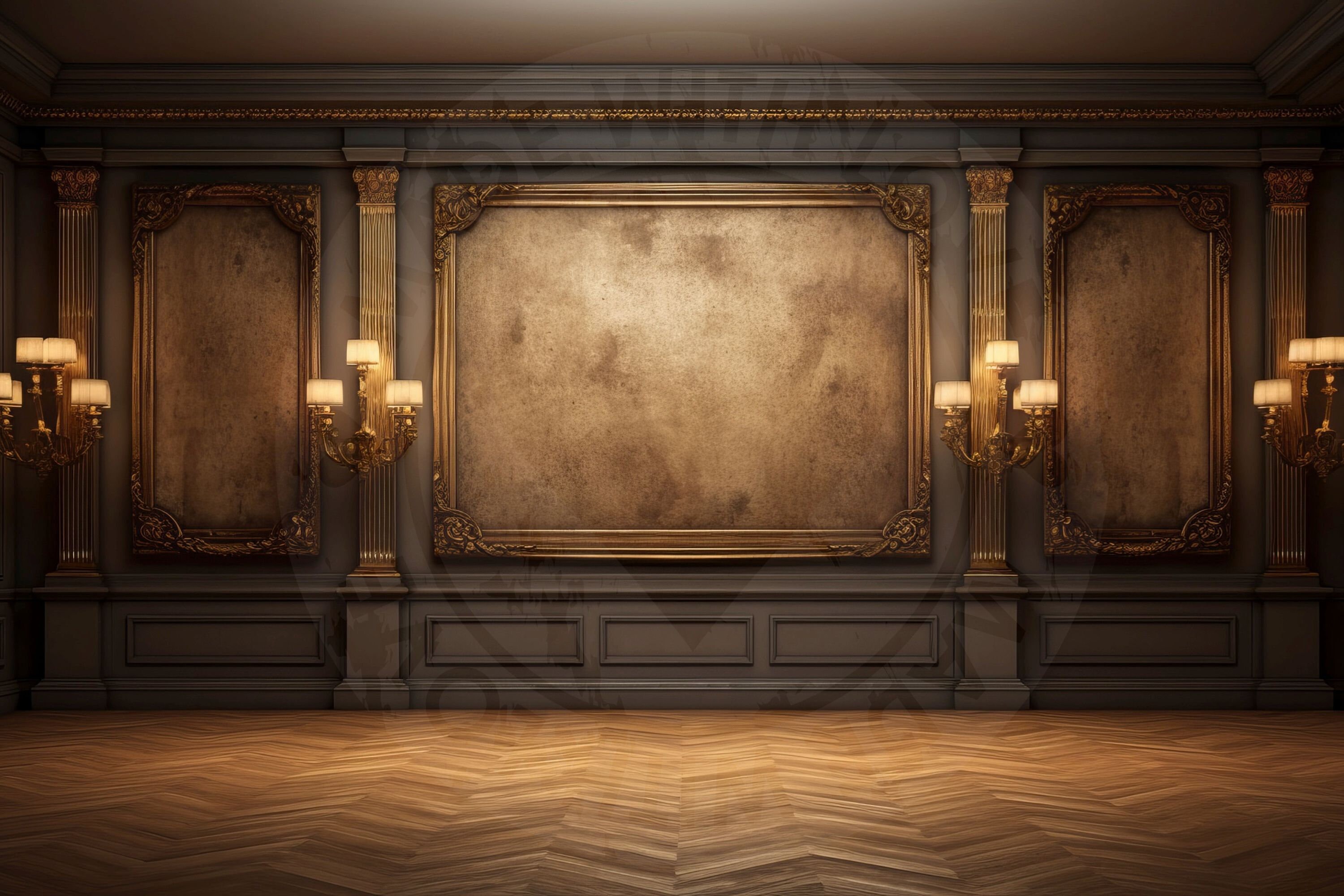 12 Digital Backdrops of Mansion Wall Interiors color Gold for Wedding ...