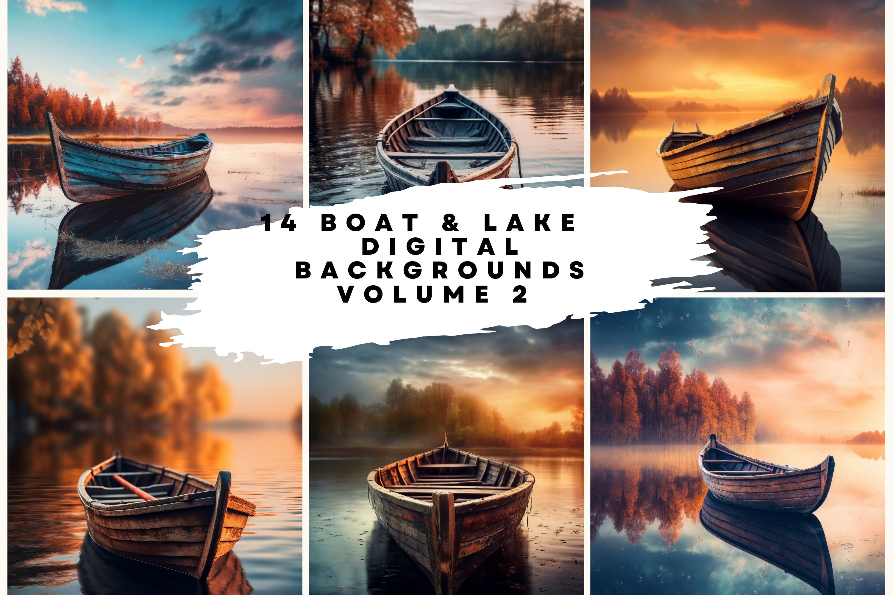 14 Digital Boat and Lake Backgrounds Volume 2 for Dance, Bridal ...