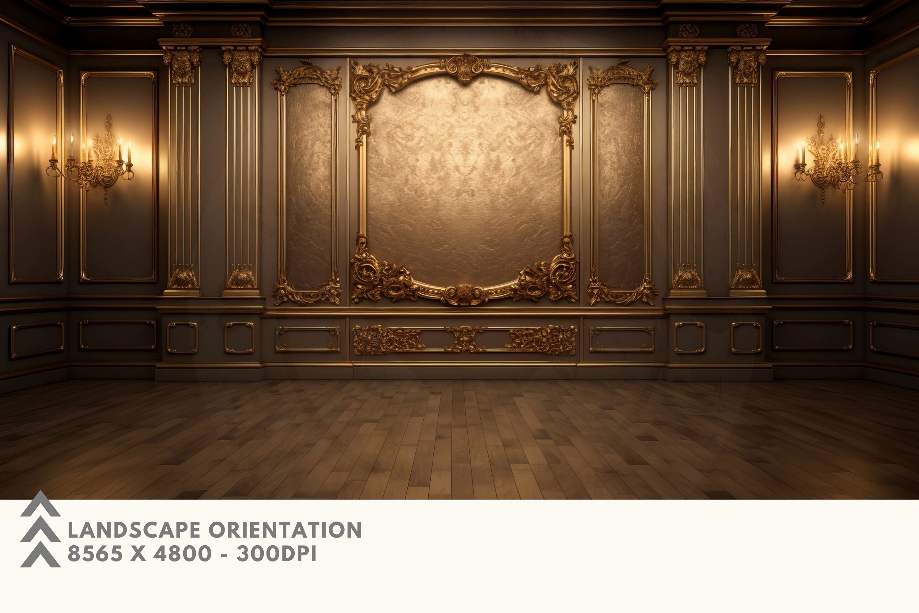12 Digital Backdrops of Mansion Wall Interiors (color Gold) Volume 2 ...