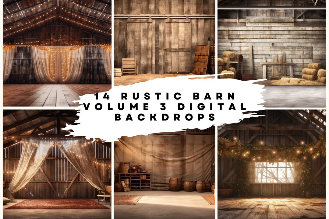14 Digital Backdrops of Rustic Barn Interiors Volume 3 for Wedding ...
