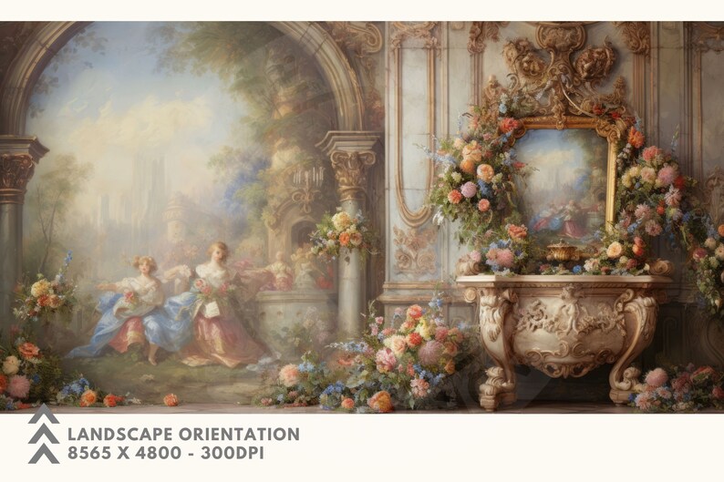 14 Baroque Background Room Digital Backdrops, Renaissance, Interiors ...