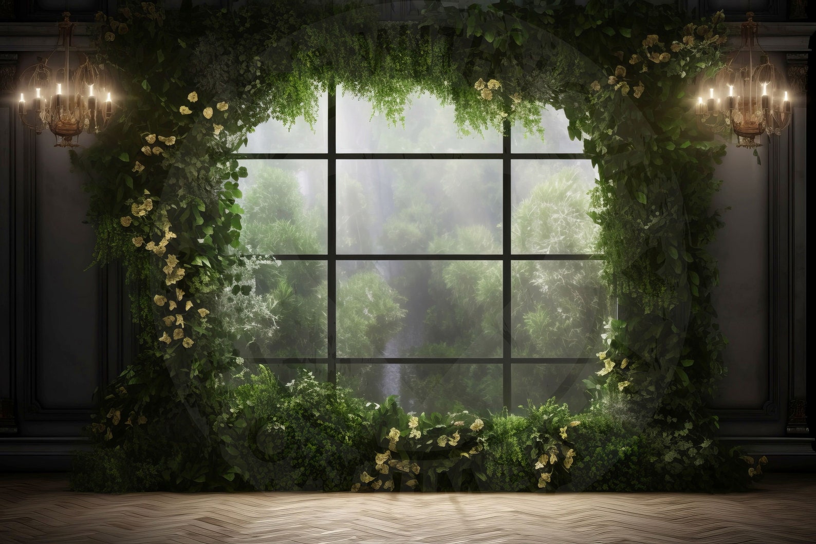 12 Digital Backdrops of Ivy Covered Window Interiors for Wedding ...