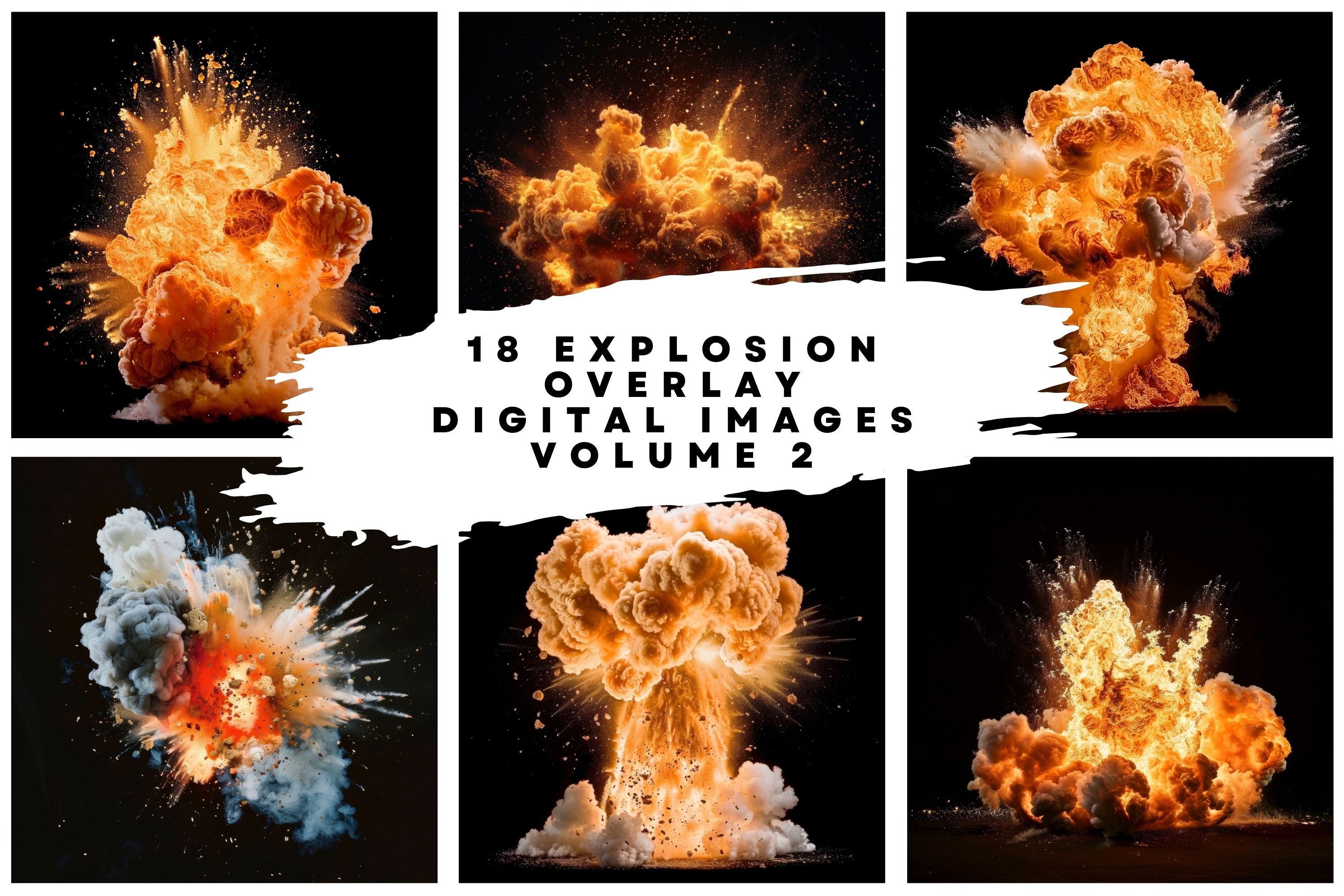 18 Digital Explosion Overlay Images Volume 2 for Dance, Sports, Film ...