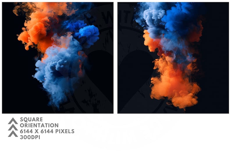 20 Digital Orange and Blue Smoke Overlay Images at 300DPI (size: 6144 X ...