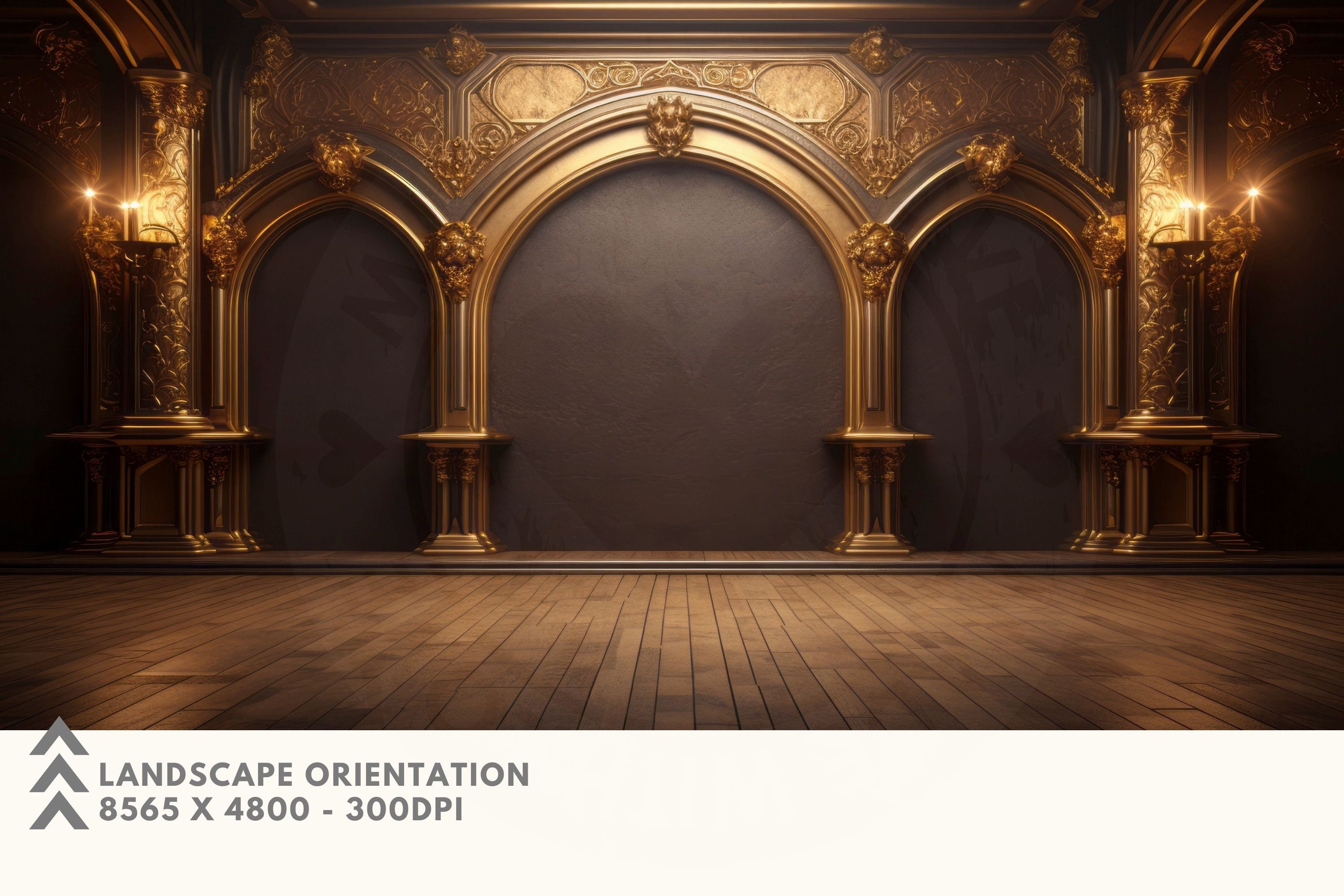 12 Digital Backdrops of Mansion Wall Interiors (color Gold) Volume 2 ...