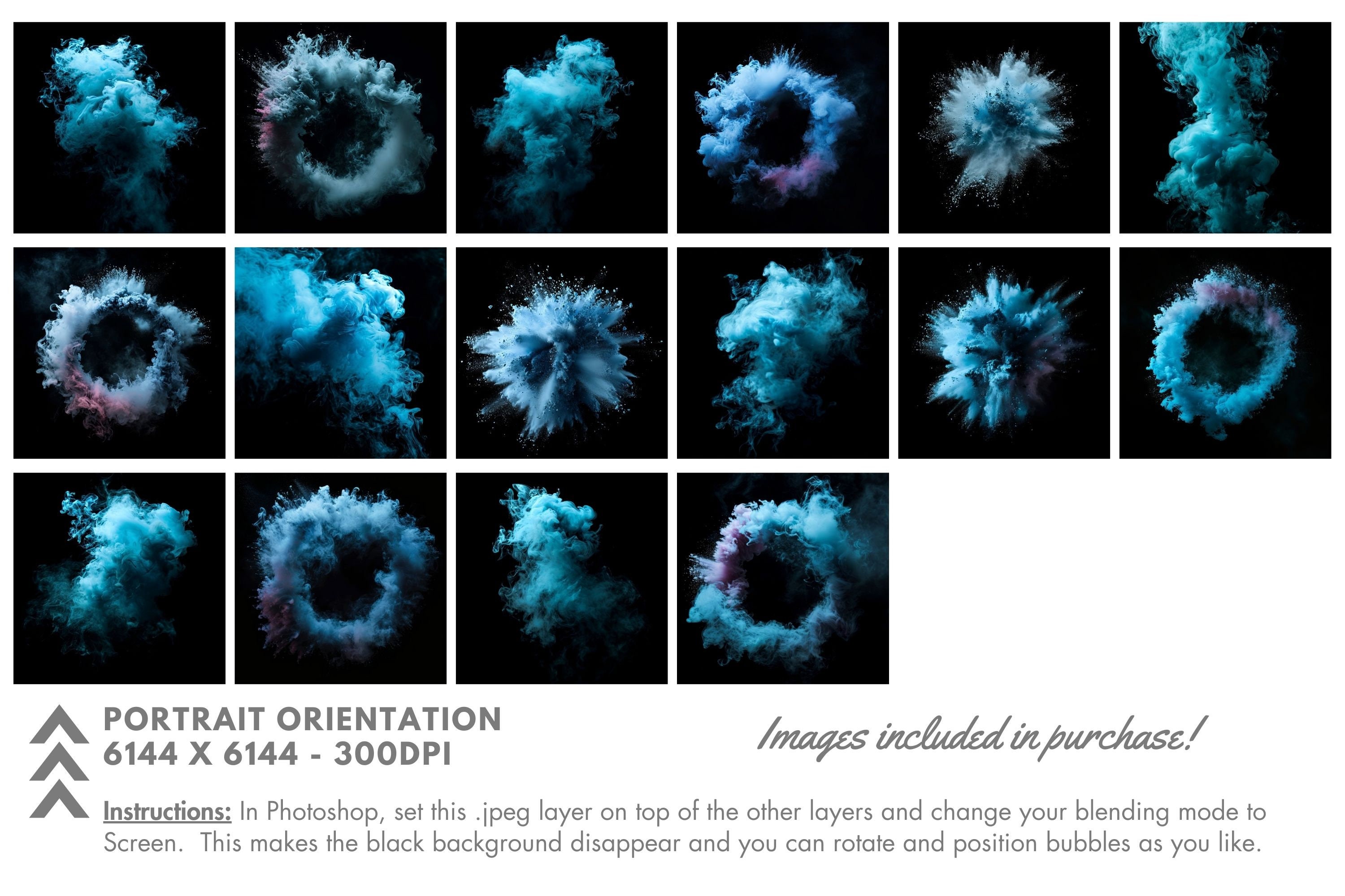 16 Digital Blue Smoke Overlay Images at 300DPI (size: 6144 X 6144) for ...