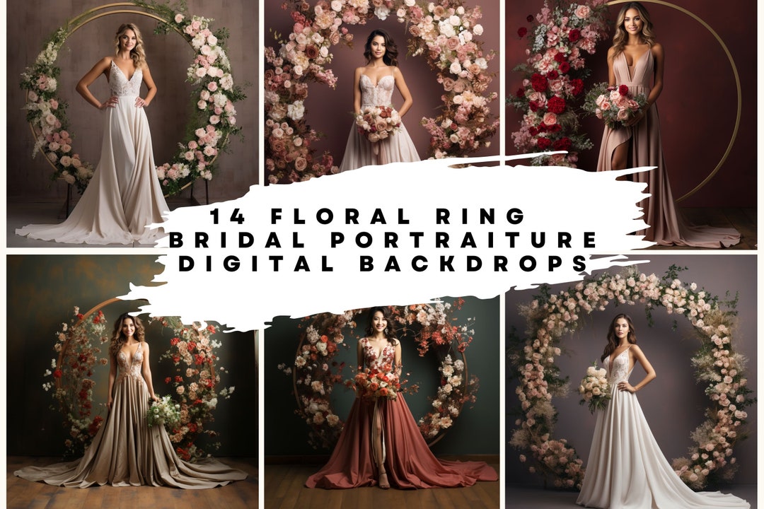 14 Digital Backdrops of Floral Loop Ring for Bridal, Wedding, Maternity ...