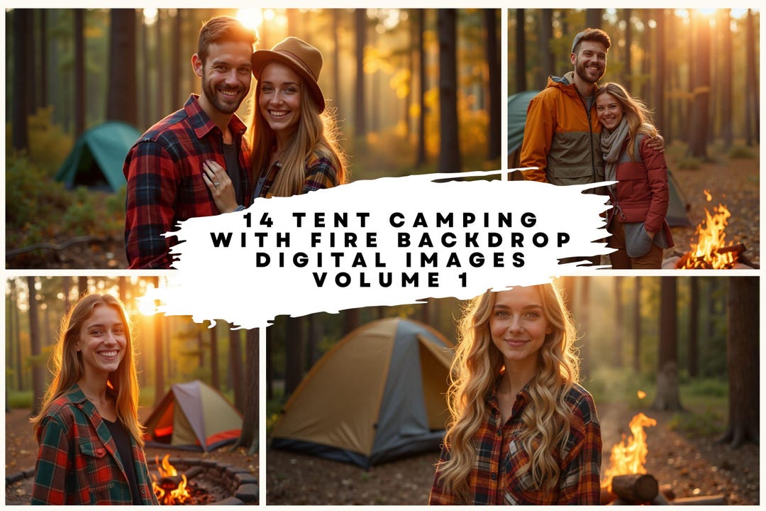14 Tent Camping W Fire Digital Backdrop for Dance, Bridal, Wedding ...