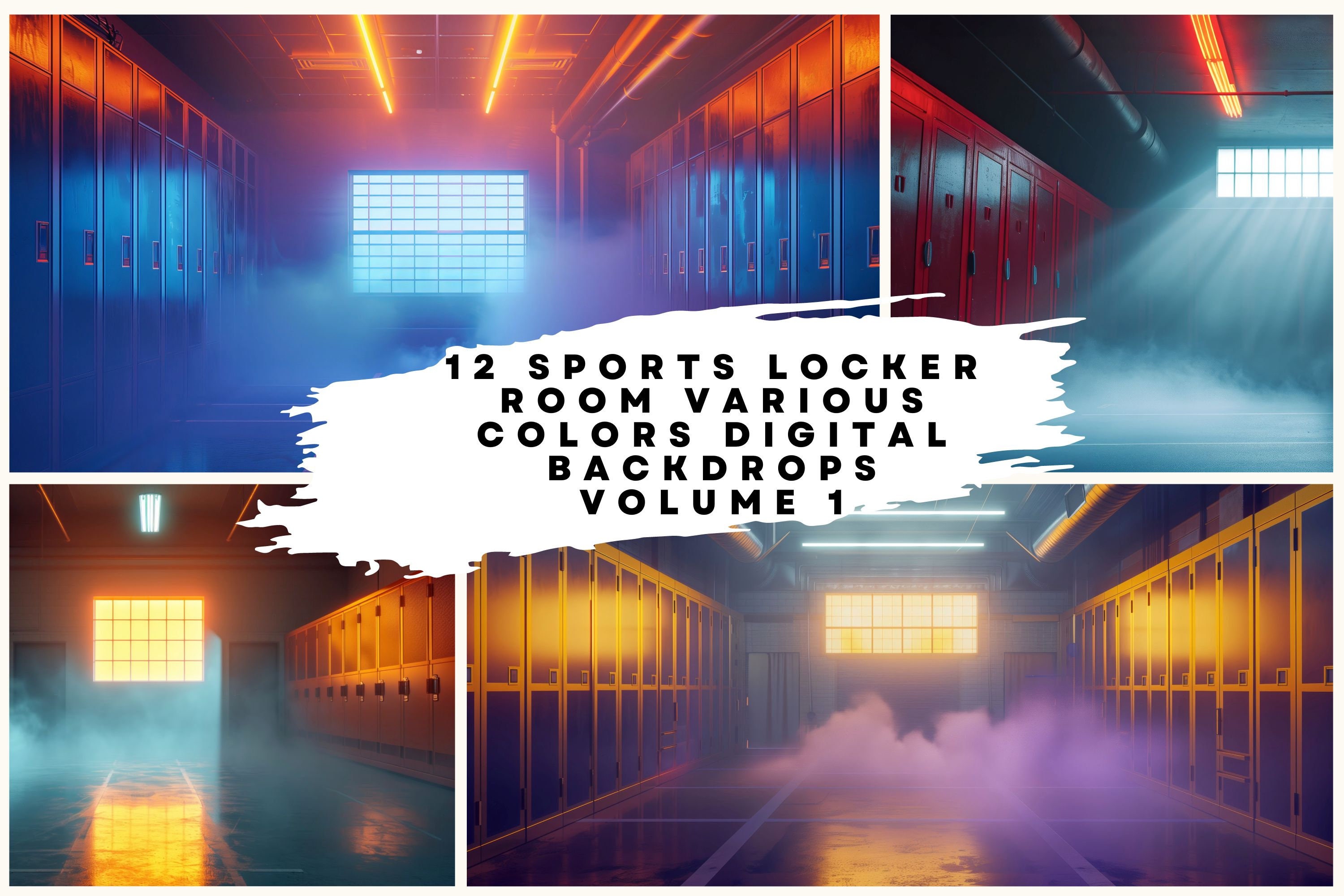 12 Sports Locker Room Various Colors Digital Backgrounds at 300DPI ...