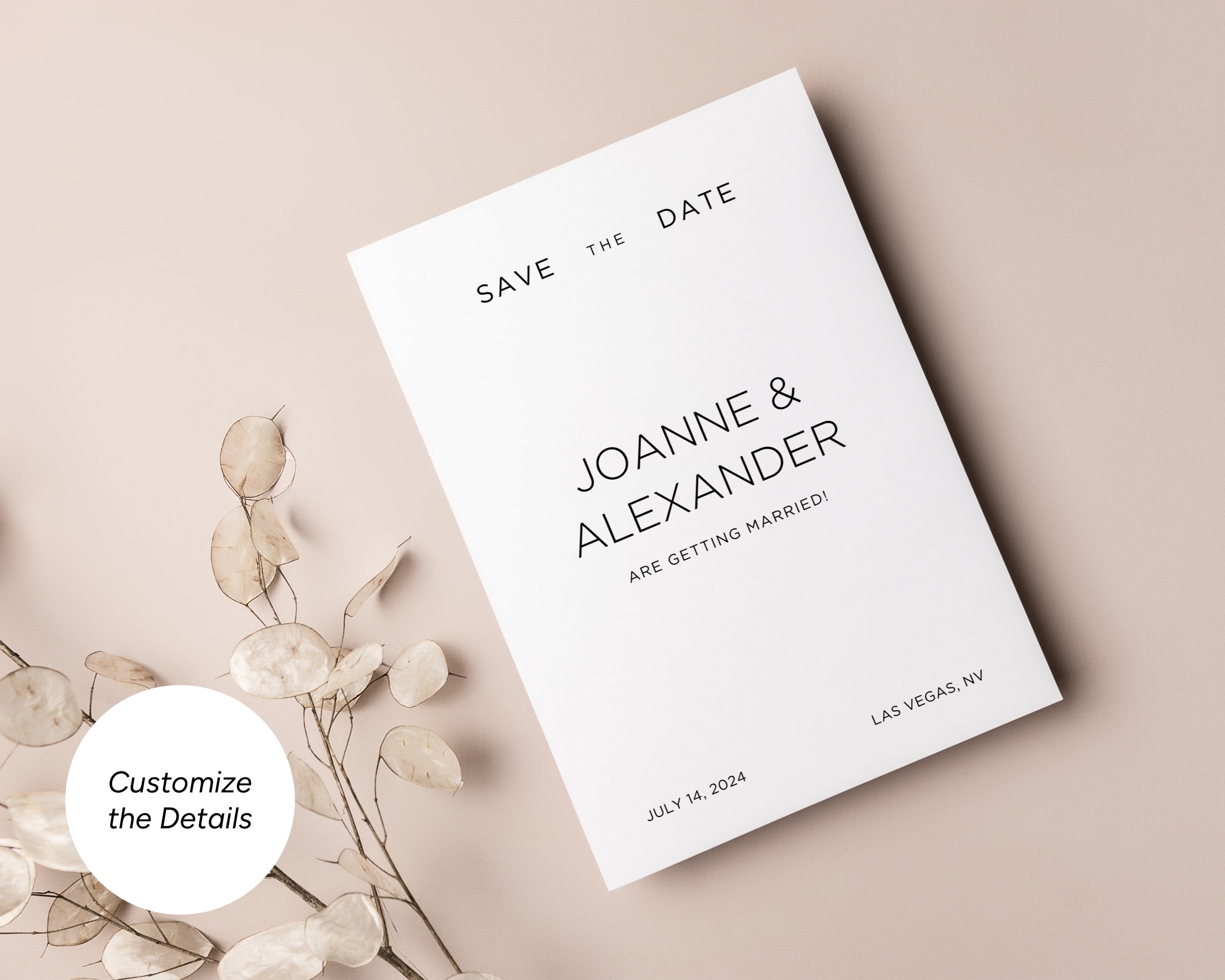 Minimal Save the Date Wedding Invitation, Modern Wedding, Clean Wedding ...
