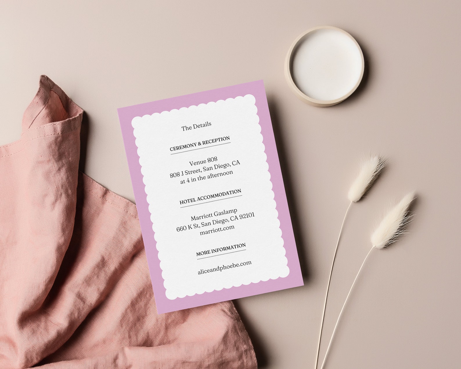 Colorful Scallop Edge Wedding Invitation Suite - DIY Template (digital ...