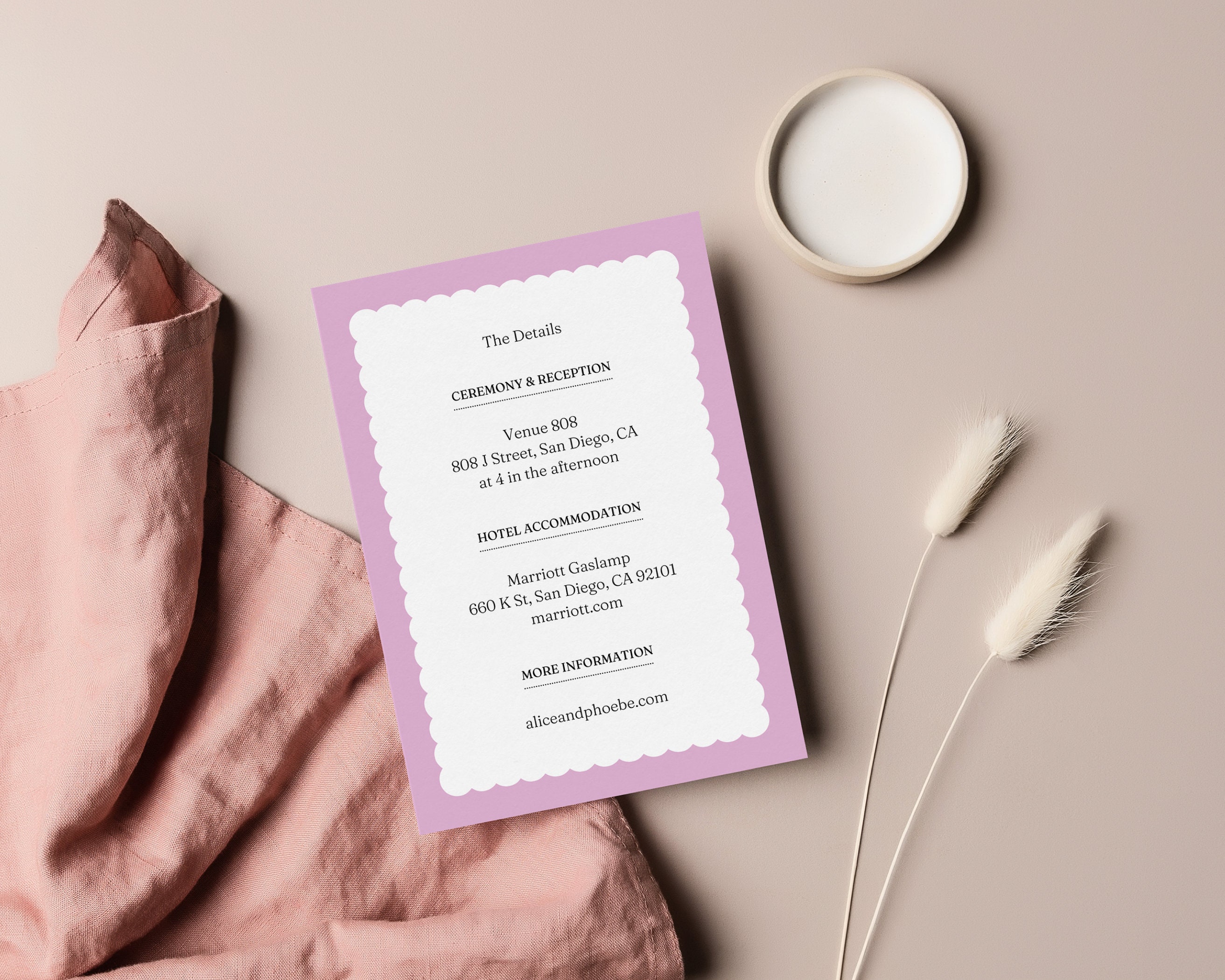 Colorful Scallop Edge Wedding Invitation Suite - DIY Template (digital ...