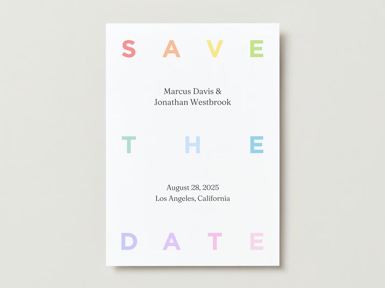Minimal Lgbtq Wedding Invitation Save The Date Printable Etsy