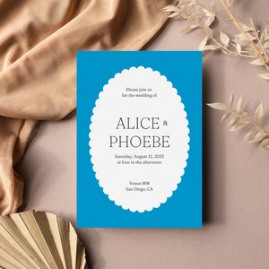 Colorful Scallop Edge Wedding Invitation Suite - DIY Template (digital ...