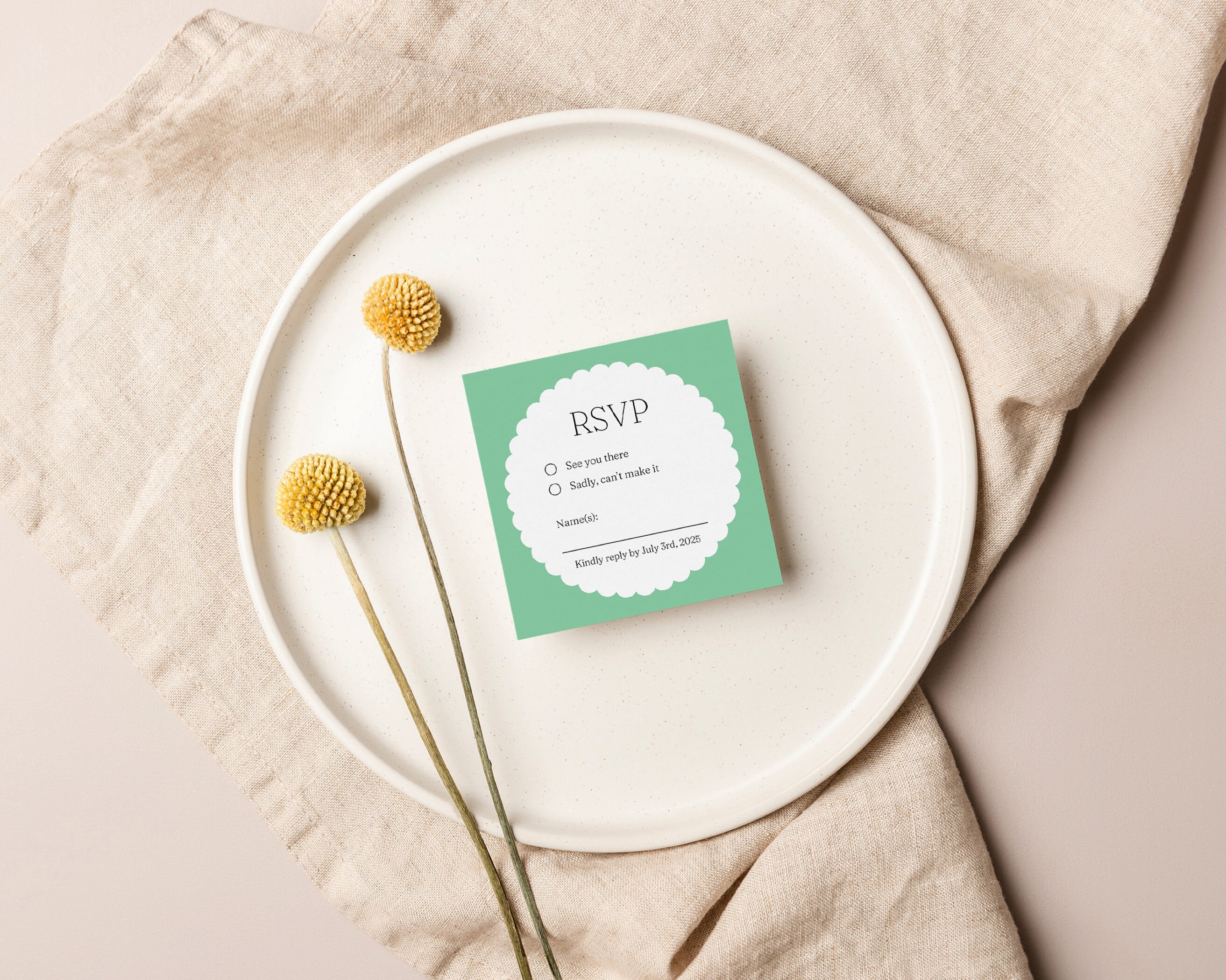 Colorful Scallop Edge Wedding Invitation Suite - DIY Template (digital ...