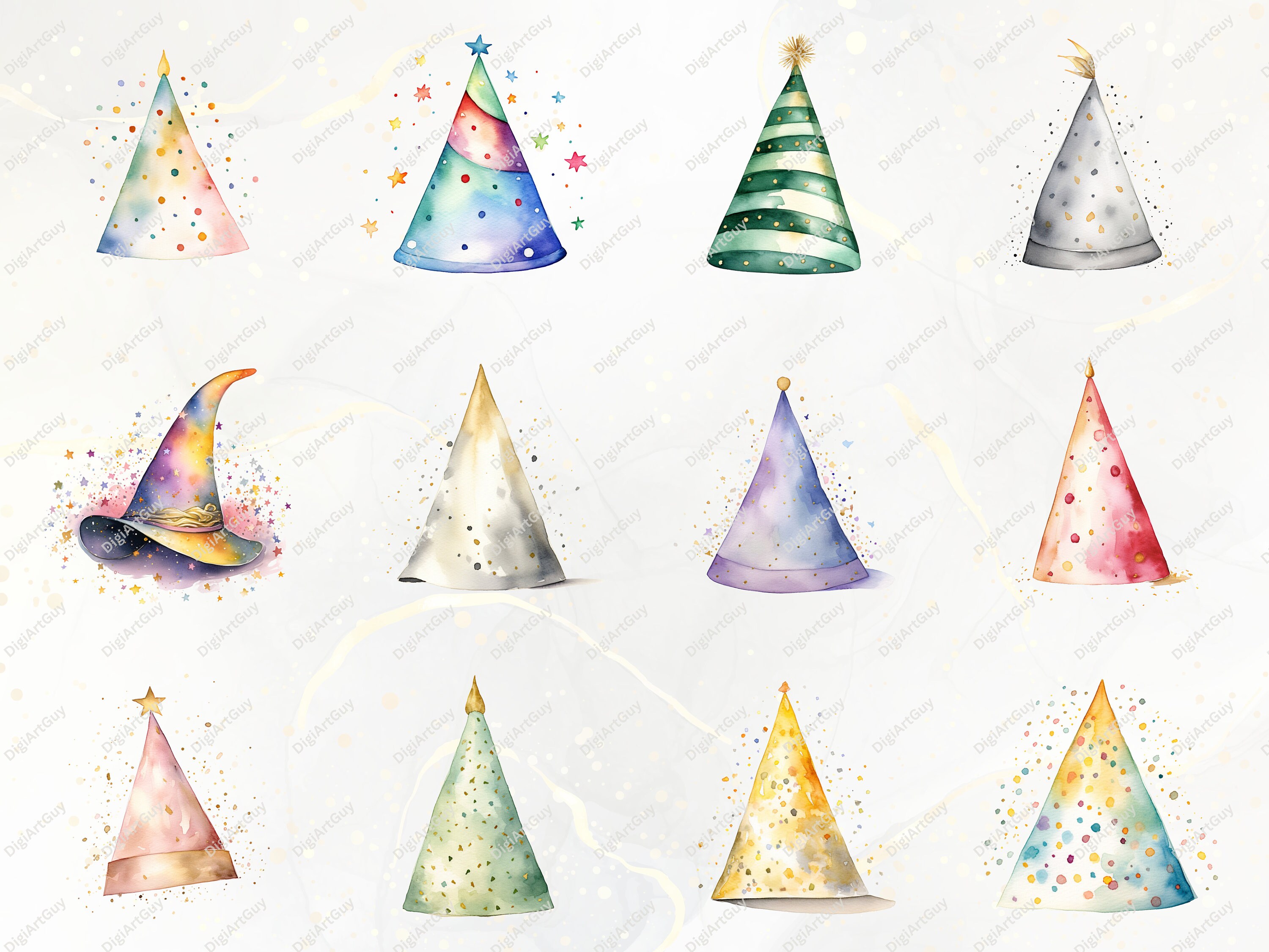 Party Clipart Watercolor Party Hats PNG Birthday Hats Clipart Colourful ...