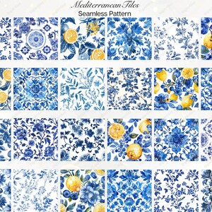 Mediterranean Watercolor Clipart Set Mediterranean Tile Seamless ...