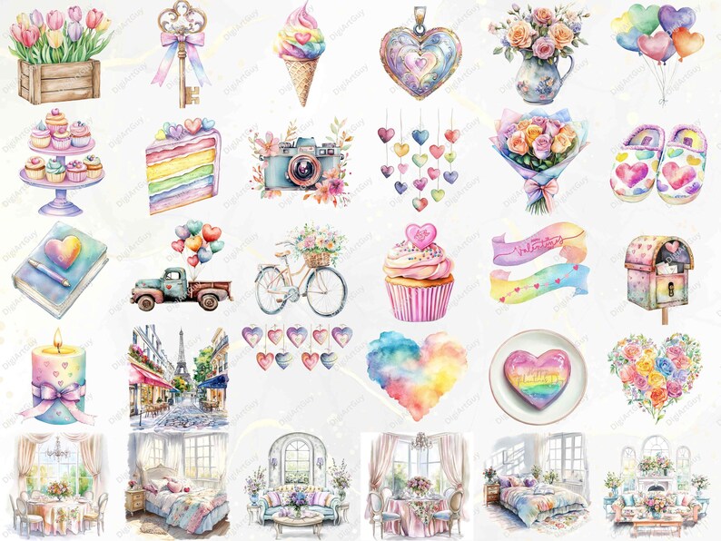 Rainbow Valentines Day PNG Pastel Valentine's Day Clipart Sweet ...