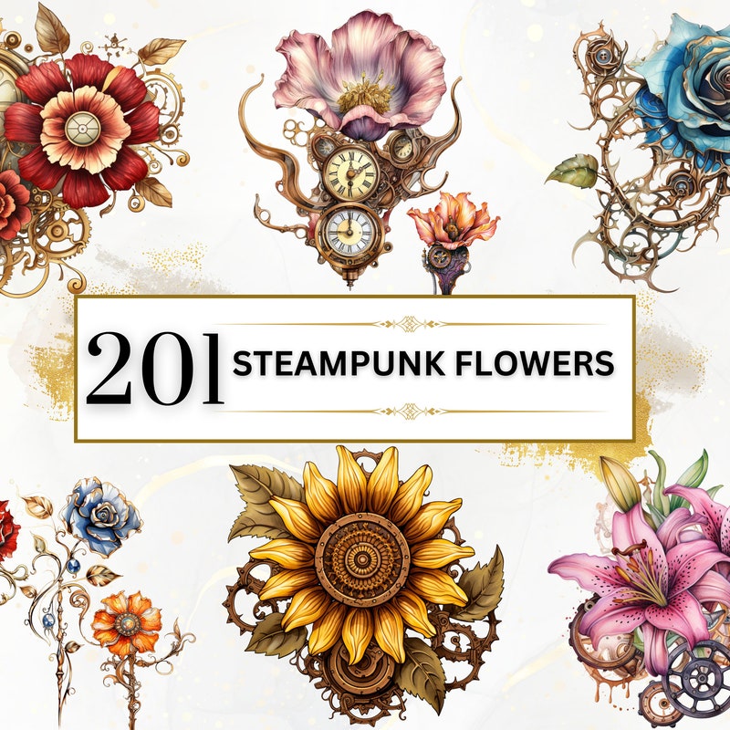 Steampunk Flower Drawings - Etsy UK
