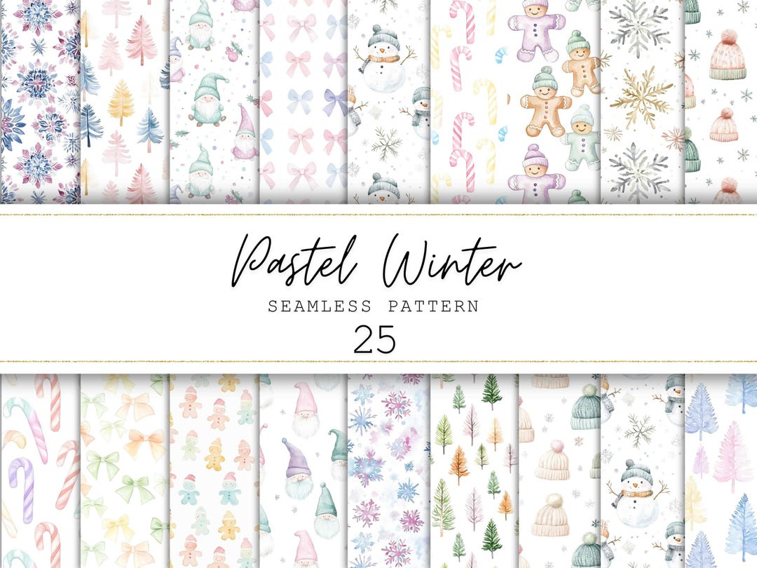 Pastel Winter Seamless Patterns Pastel Junk Journal Paper Winter ...