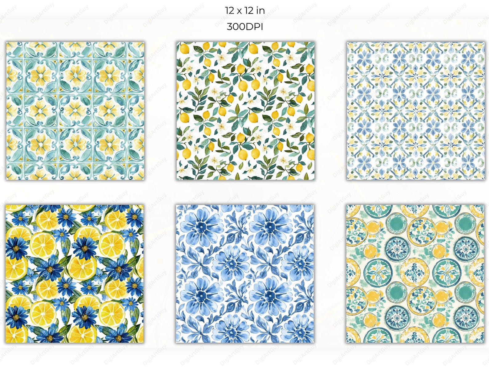 Mediterranean Seamless Patterns Blue Digital Print Summer Digital Paper ...