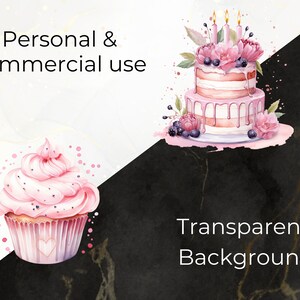 Watercolor Pink Birthday Clipart Bundle - 139 Birthday Pngs, Birthday ...