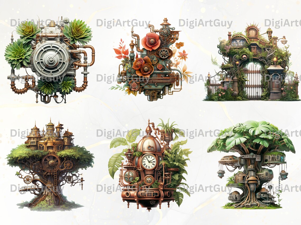 52 Steampunk Forest Clipart Bundle Watercolor Steampunk - Etsy
