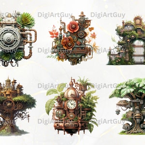 52 Steampunk Forest Clipart Bundle - Watercolor Steampunk Pngs ...