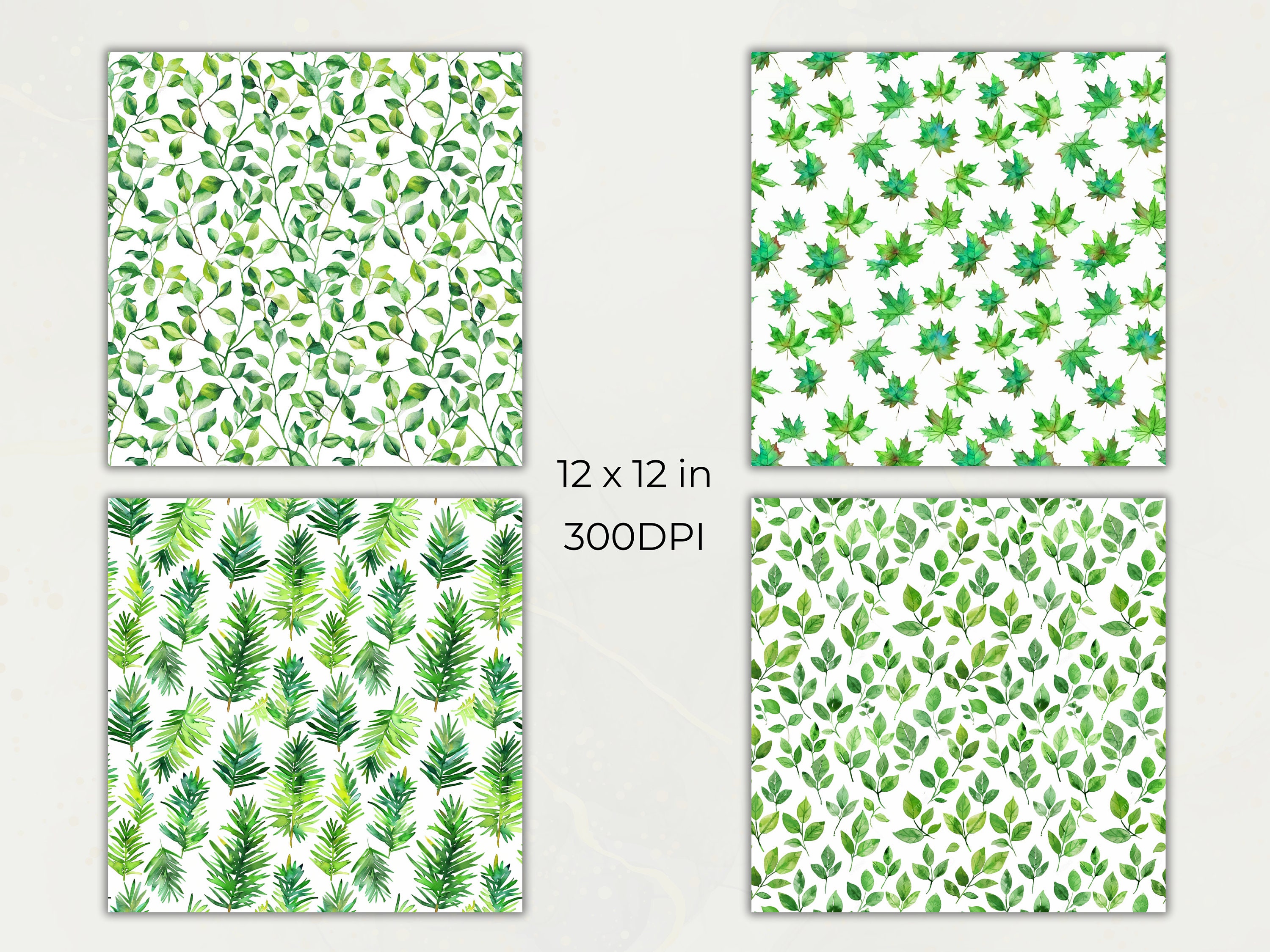 Leaves Seamless Pattern Green Leaves Digital Paper Junk Journal Paper ...