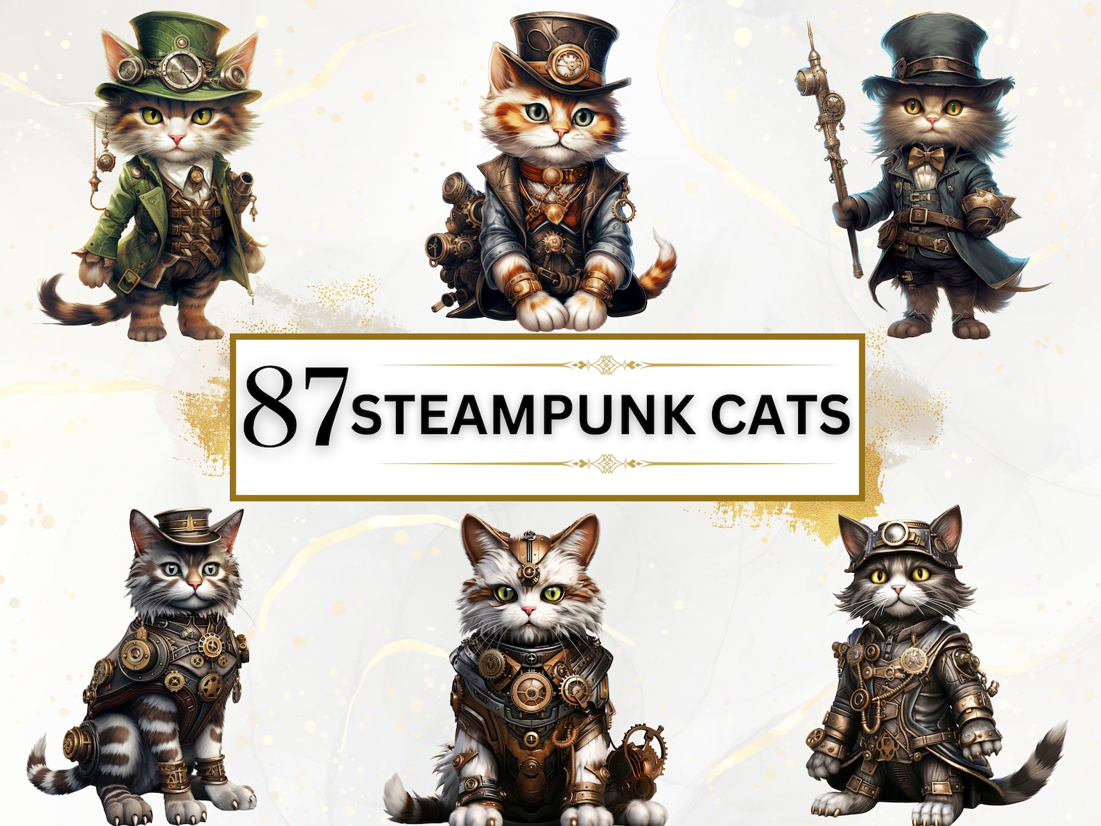 Steampunk Cats PNG Bundle 87 Cats Clipart Pngs Cats - Etsy