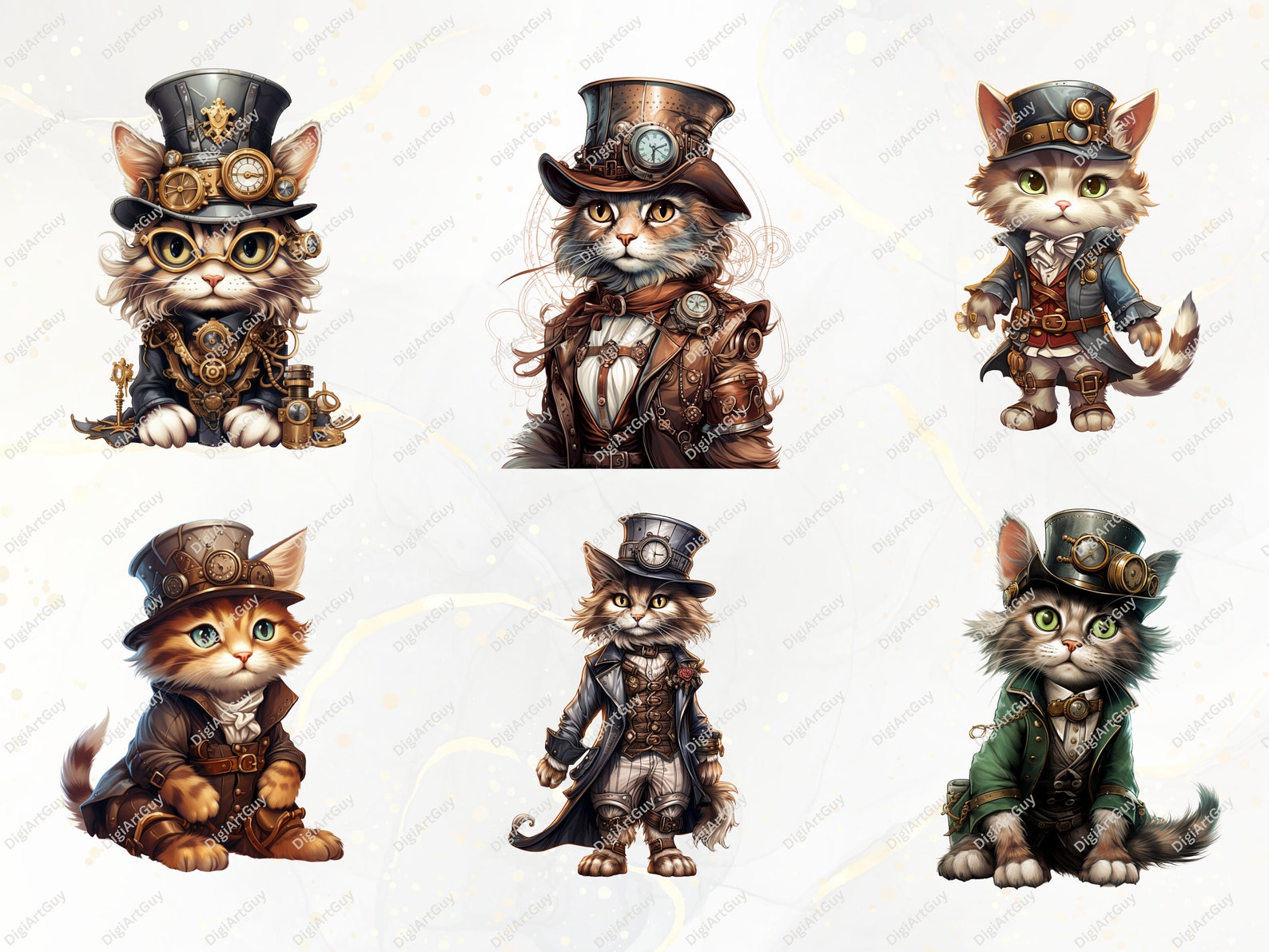 Steampunk Cats PNG Bundle - 87 Cats Clipart Pngs, Cats Clipart, Animals ...