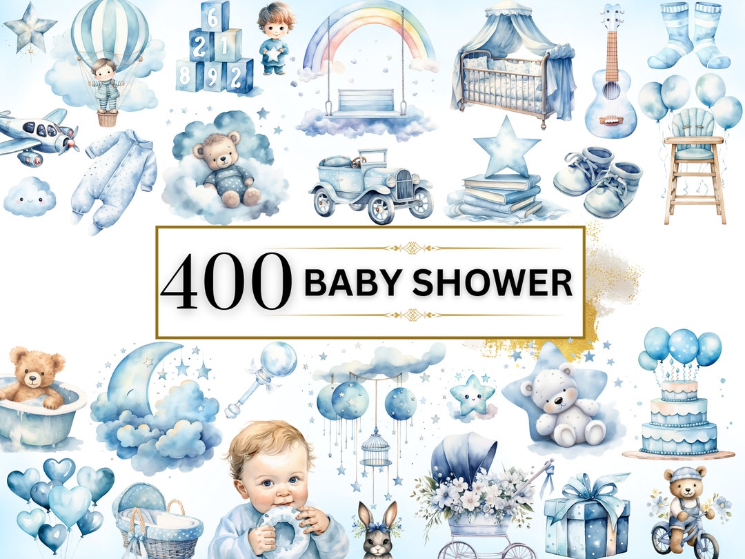 Baby Shower Clipart - 400 Blue Baby Shower Pngs, Newborn Baby Boy ...