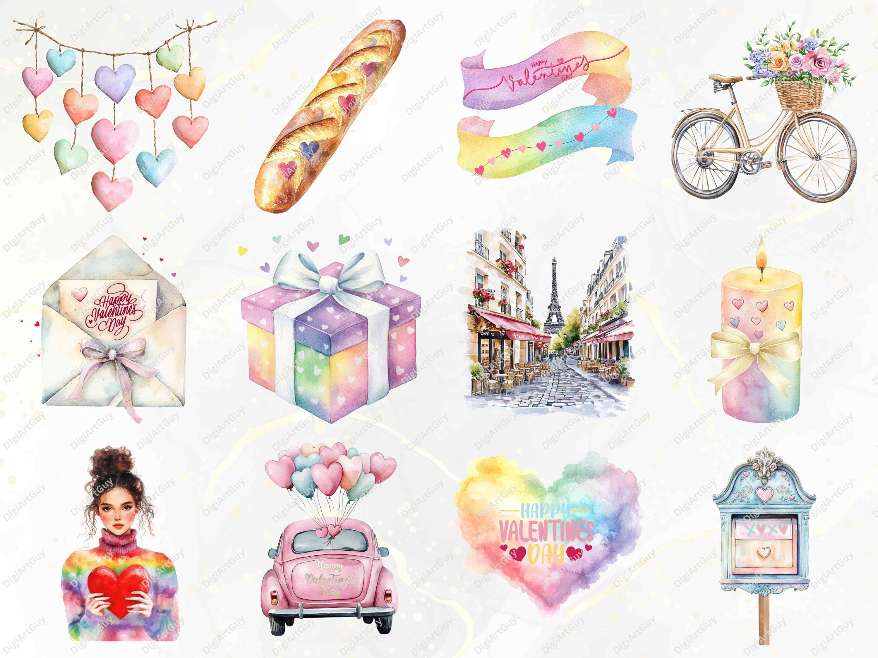 Rainbow Valentines Day PNG Pastel Valentine's Day Clipart Sweet ...