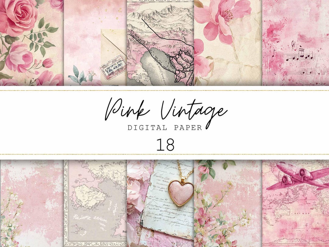 Vintage Digital Paper Old Texture Digital Papers Watercolor Pink ...