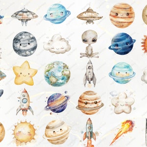 Watercolor Space PNG Cute Astronaut Clipart Outer Space Clipart Nursery ...