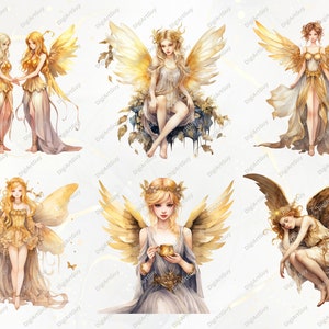 Gold Fairy Watercolor Clipart - 34 Watercolor Fairy Images, Fairytale ...