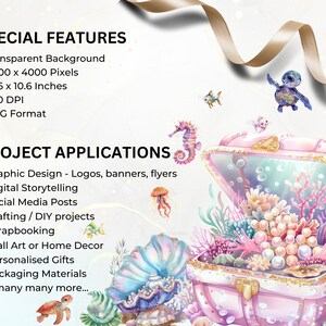 Mermaid Clipart Watercolor Mermaid PNG Under the Sea Clipart Cute Sea ...