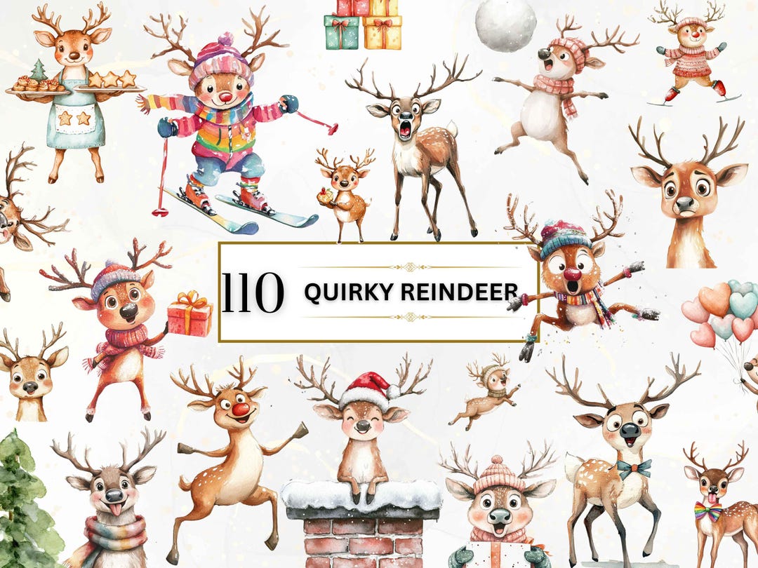 Reindeer Clipart Quirky Reindeer PNG Cute Woodland Animal PNG ...